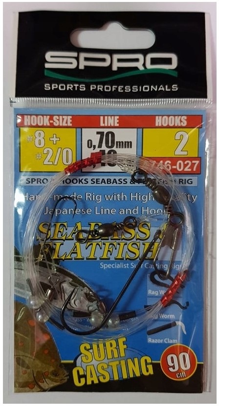 SPRO| 2 hooks | 90 cm seabass & flatfish rig | 4746-027 - CV Fishing