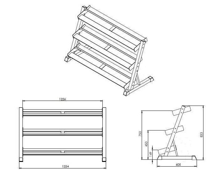Dumbbell rack 3 levels ECO - Fitribution