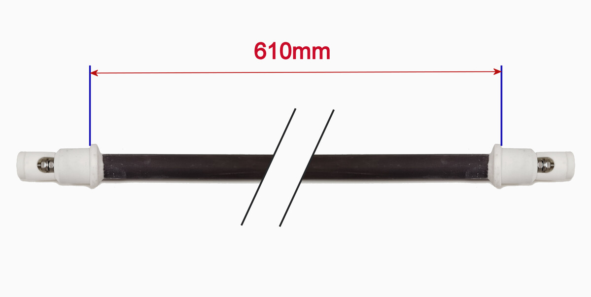 Ceramic IR tube element 610mm 500W 230V - Zondag Zonnevakmensen BV