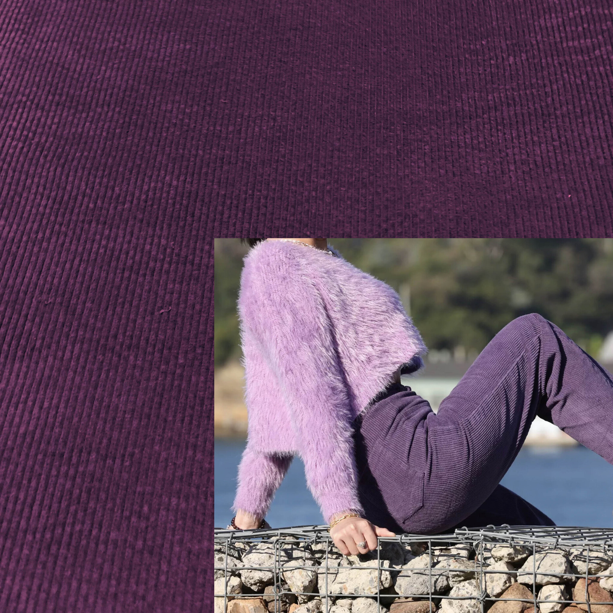 Katoen Corduroy Stretch AB24 - donker paars - StoffenBestellen.nl