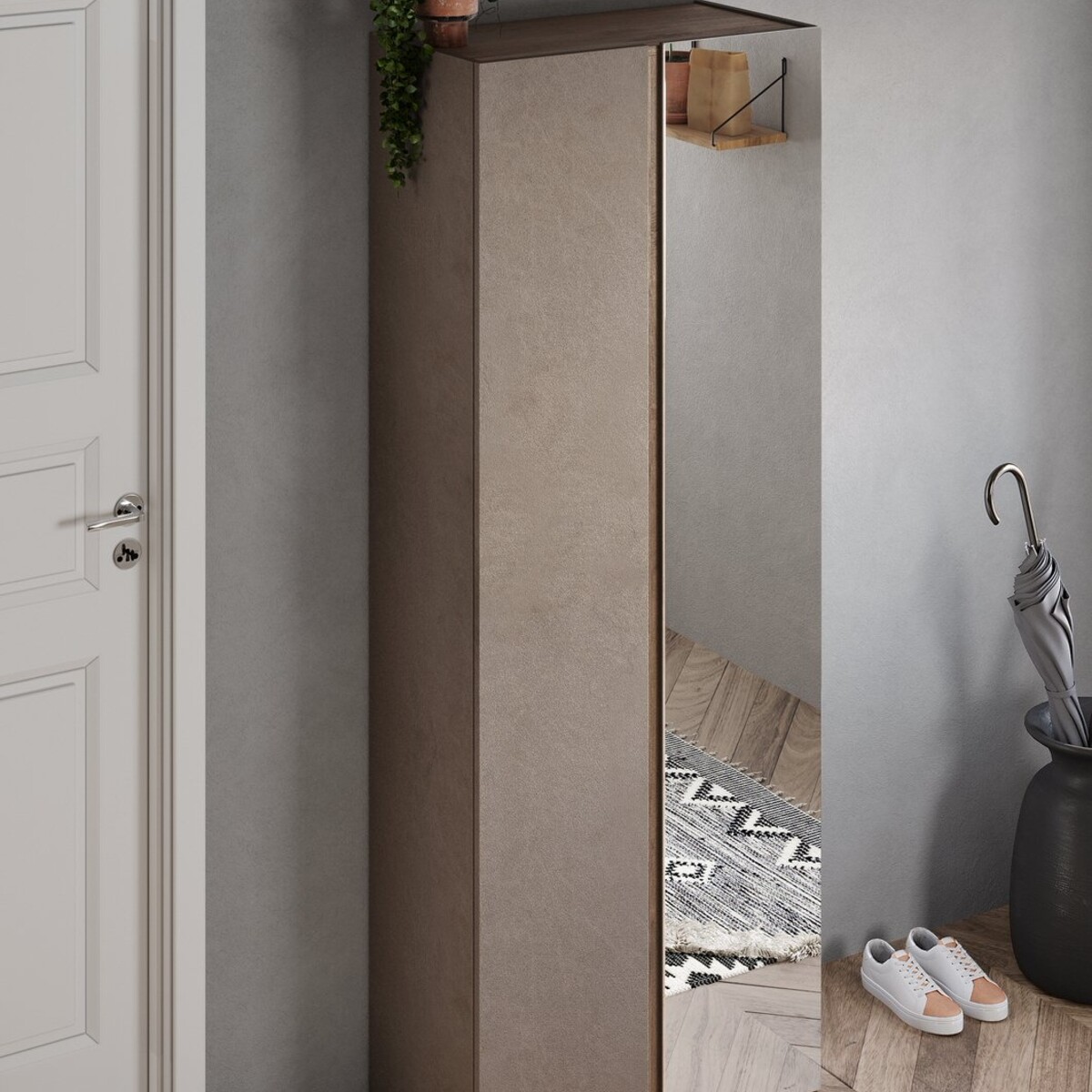 Benvenuto Design Frame Brons/Mercure Schoenenkast met Spiegel