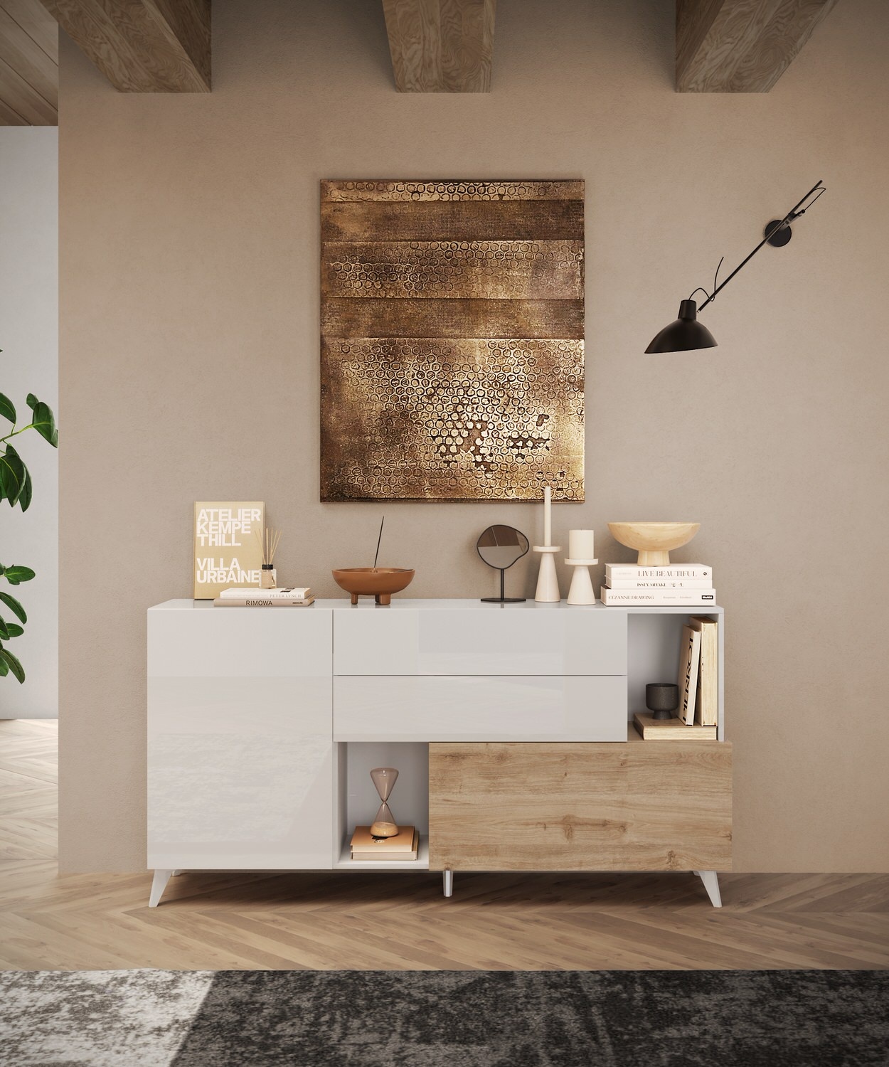 Benvenuto Design Monaco Wit/Kadiz Eiken Dressoir 180 bij Furnea