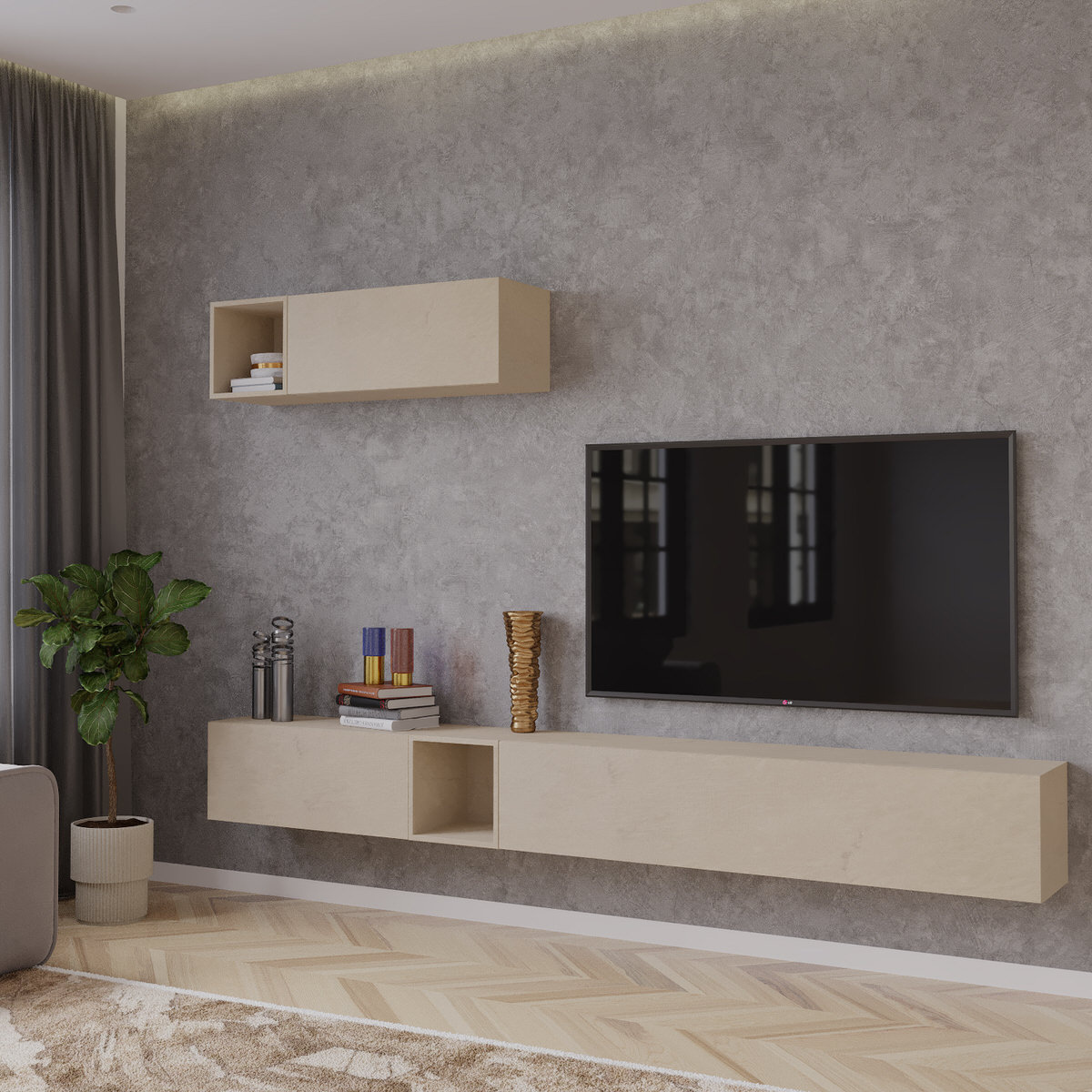 Nova Design Palermo 235 cm Argilla TV Wandmeubel kopen bij Furnea