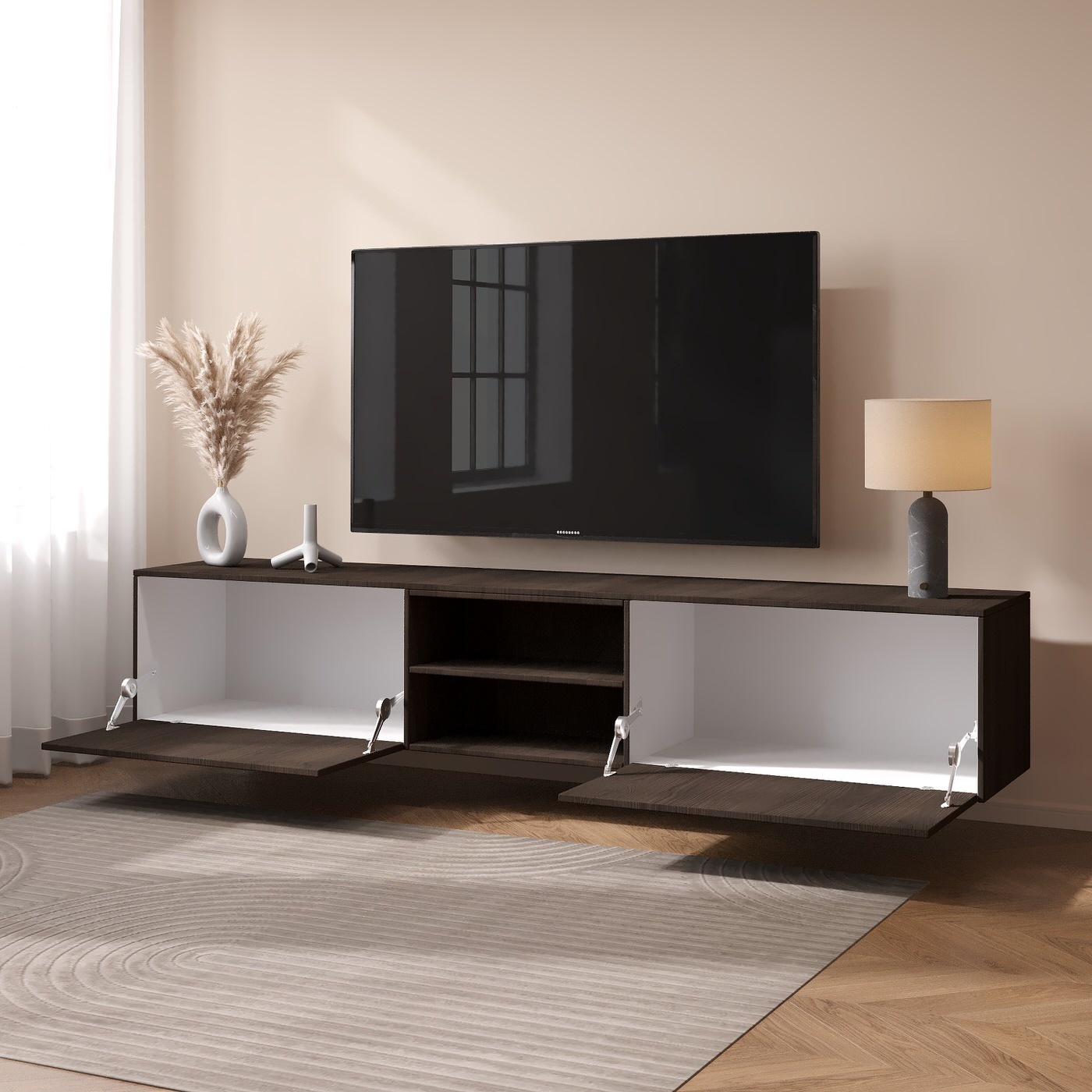 Artego Design Frame 223 cm TV Wandmeubel Donker Eiken bij Furnea