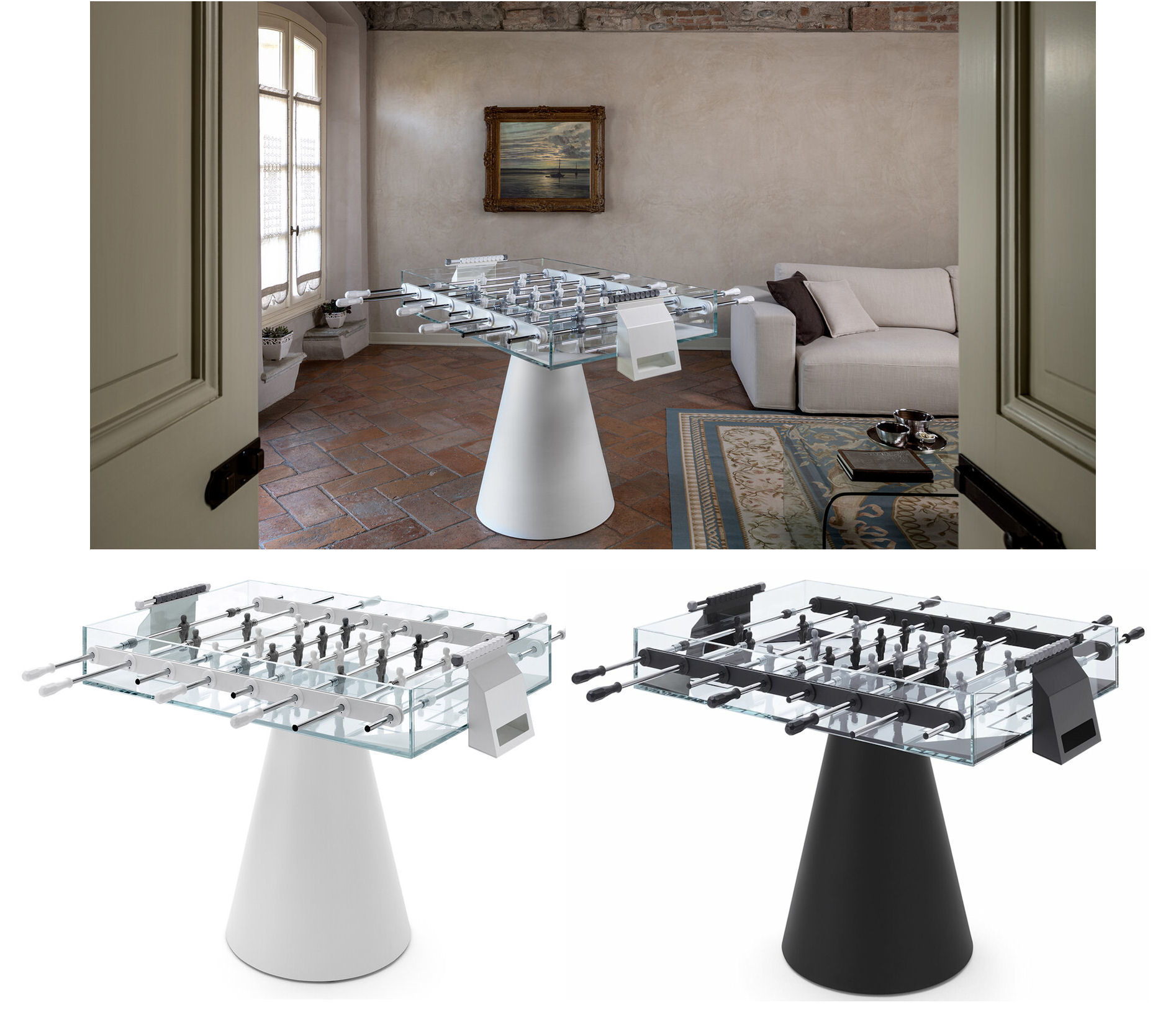 Fas Ghost design football table in black or white in glass - Van den ...