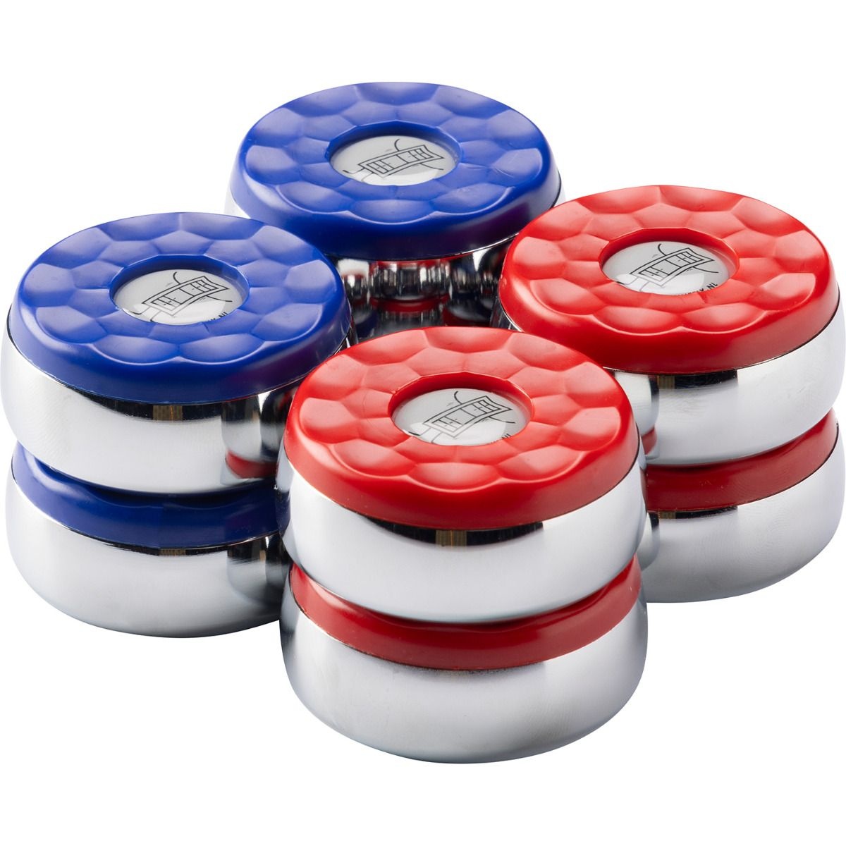 Shuffleboard pucks set 4 x blauw en 4 x rood - Van den Broek Biljarts