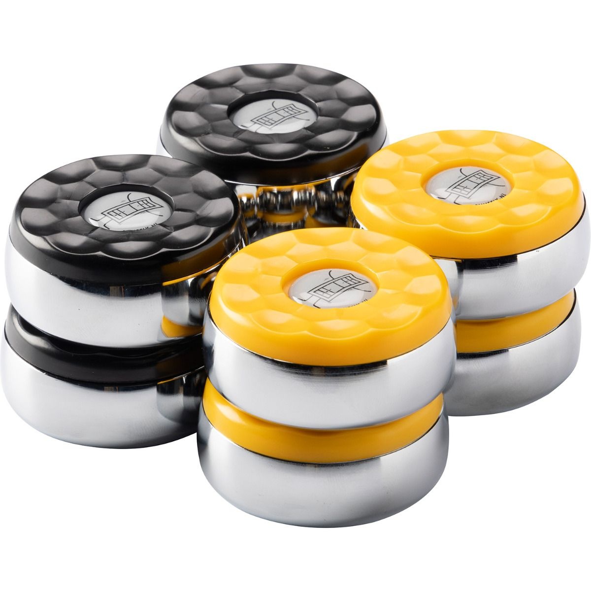 Shuffleboard pucks set 4 x black and 4 x yellow - Van den Broek billiards