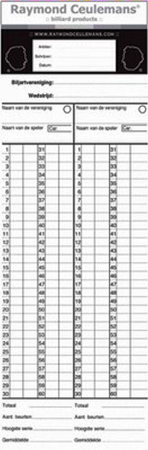 Billiards counting pad - Van den Broek billiards