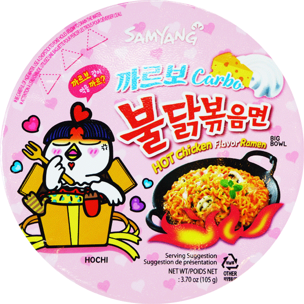 samyang ramen Carbo 3.70 oz - 105g Big Bowl Pink - Tokogembira.nl