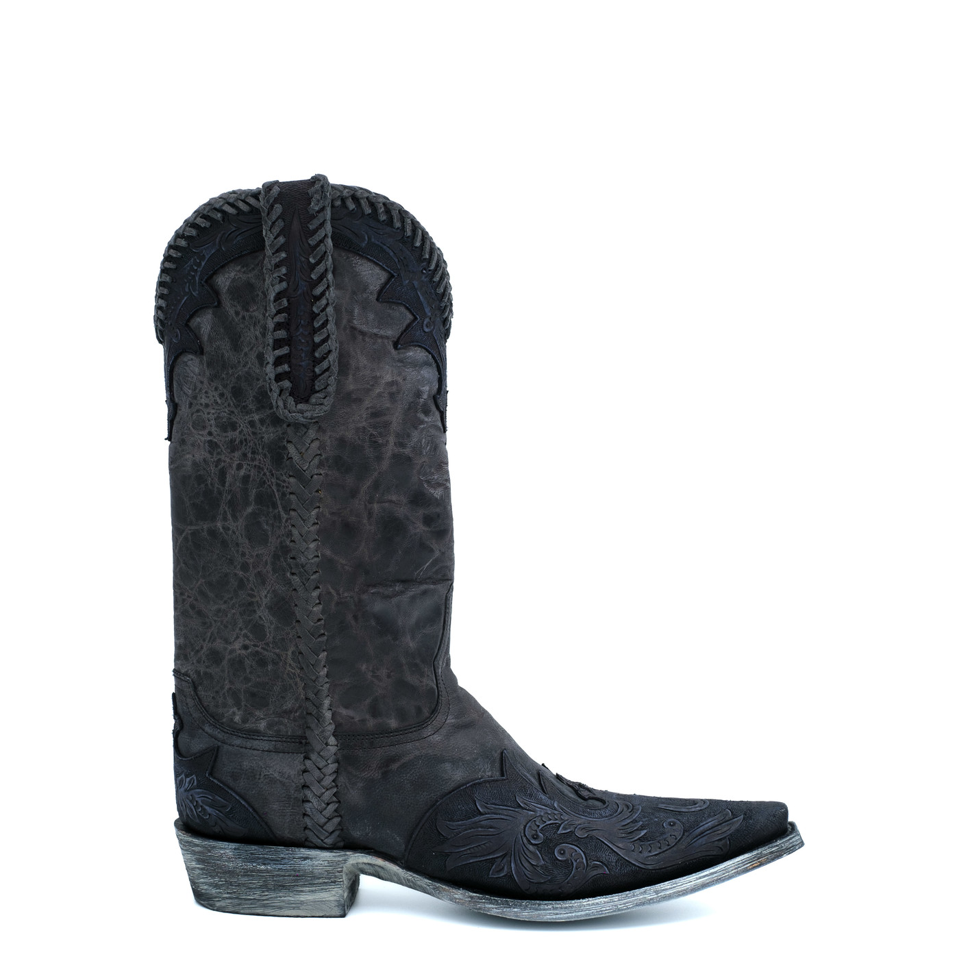Handmade Black Tooled Cowboy Boot - Old Gringo - Boots by M