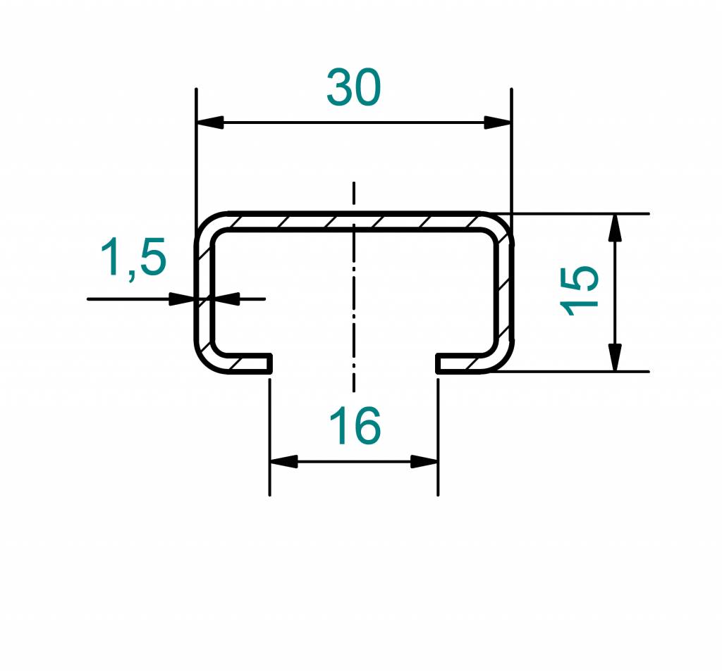 C-Profiel RVS roestvrij Staal 4x gezet oppervlakke naar keuze, kopen ...