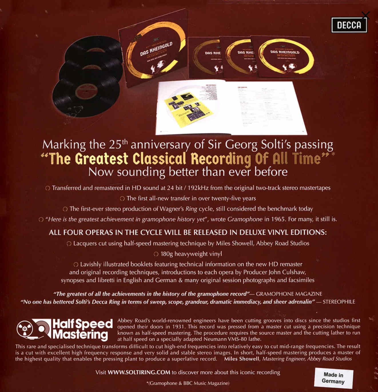 Das Rheingold ( HQ vinyl 3xLP) Richard Wagner/Sir Georg Solti/Wiener ...