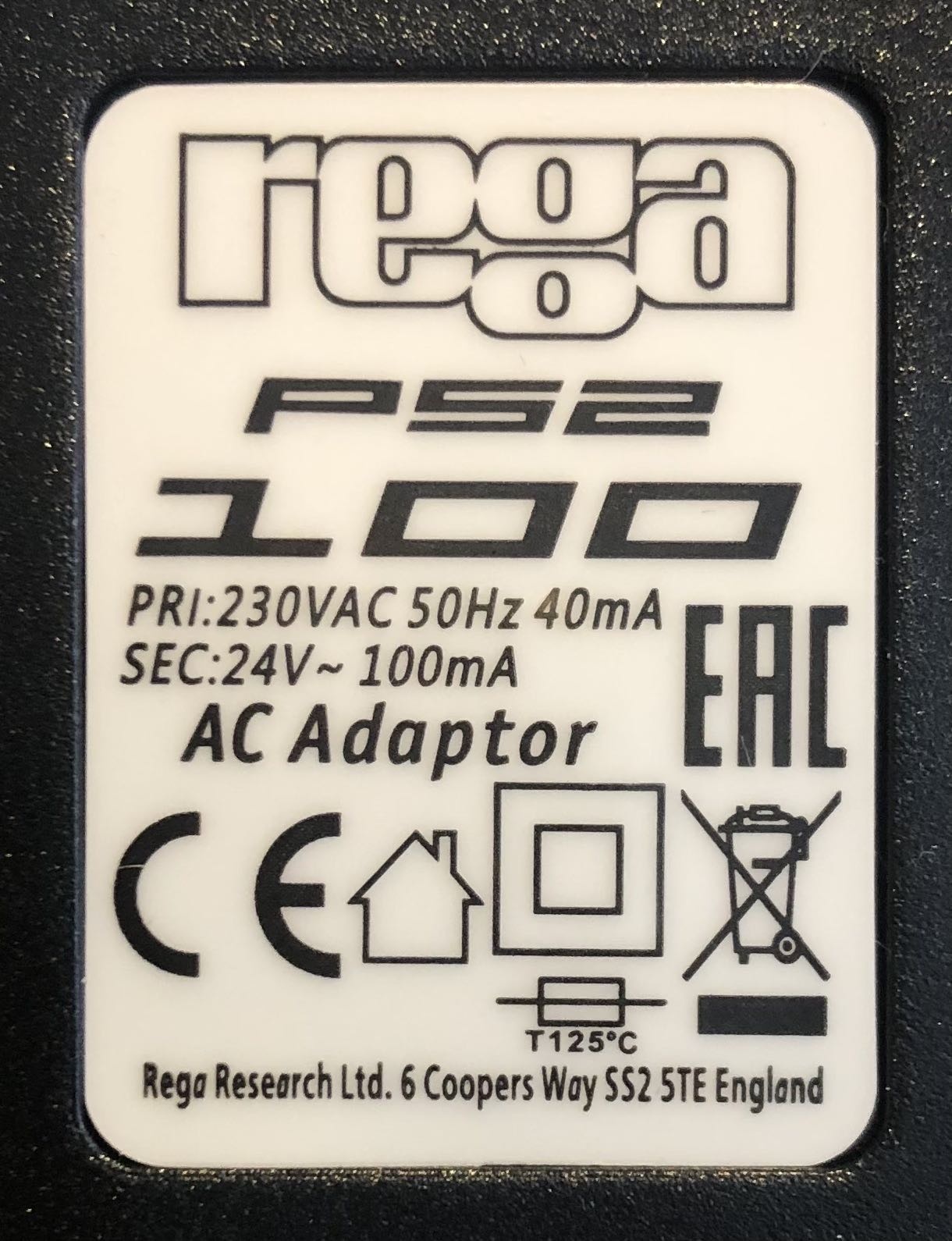 Original Rega PS2 24V 100mA PSU EU Power Supply Motor Adaptor ( for R ...