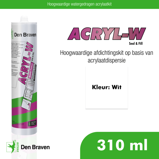 Zwaluw Acryl-W 310ml | Acrylaat Schilderskit - Kitxpert.nl