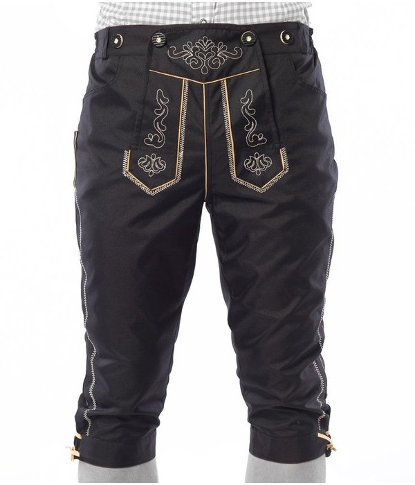 Lederhose Lang Leon Zwart - Feestbazaar.nl