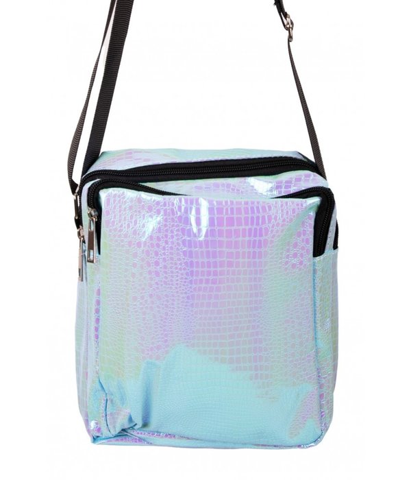 Handtasje Slangenleer print Turquoise - Feestbazaar.nl