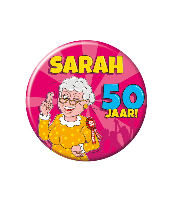 Button Sarah Cartoon - Feestbazaar.nl