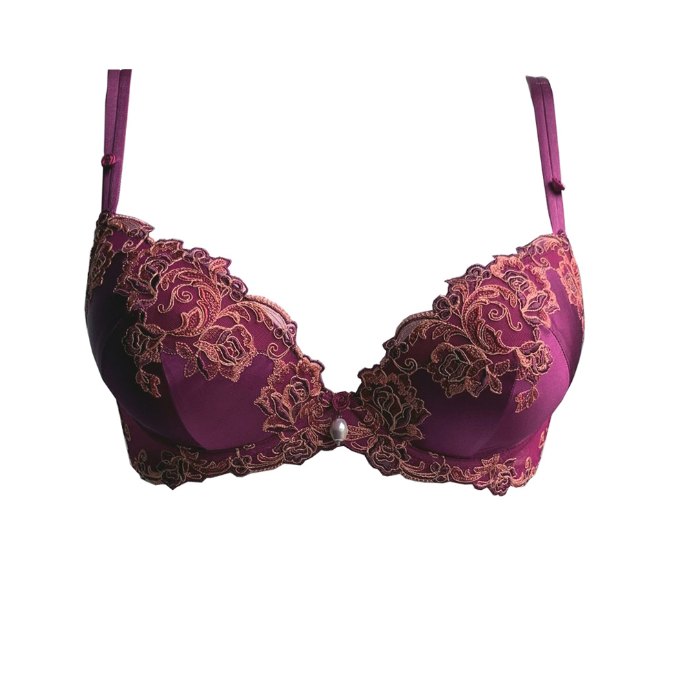 AMBRA Lingerie Bras Silk Fuchsia Oil push Bra red 0626 - Italian Design ...