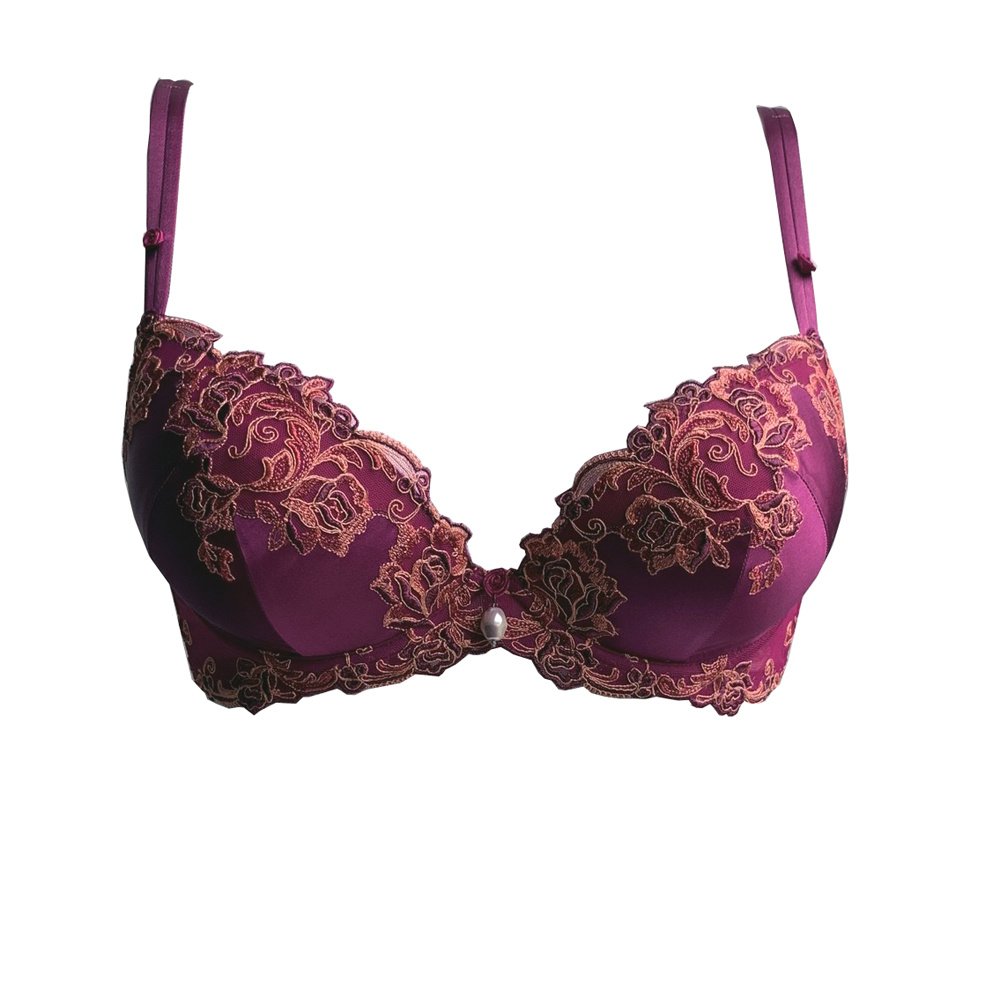 AMBRA Lingerie Bras Silk Fuchsia Push-up Bra red 0628 - Italian Design ...