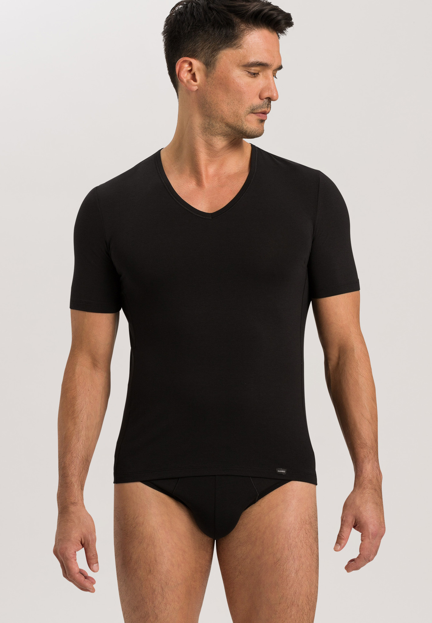 HANRO Men's underwear Natural Function T-shirt black 073185 - Italian ...