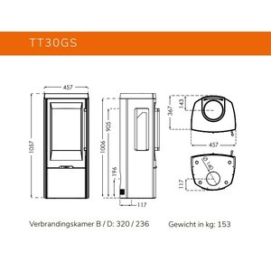 Plaatstalen houtkachel TermaTech TT30GS /3-7 kW - Bacorhoutkachels.nl