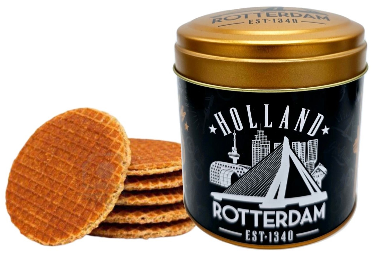 Typisch Hollands Tin stroopwafels Rotterdam black/gold - www.typical ...