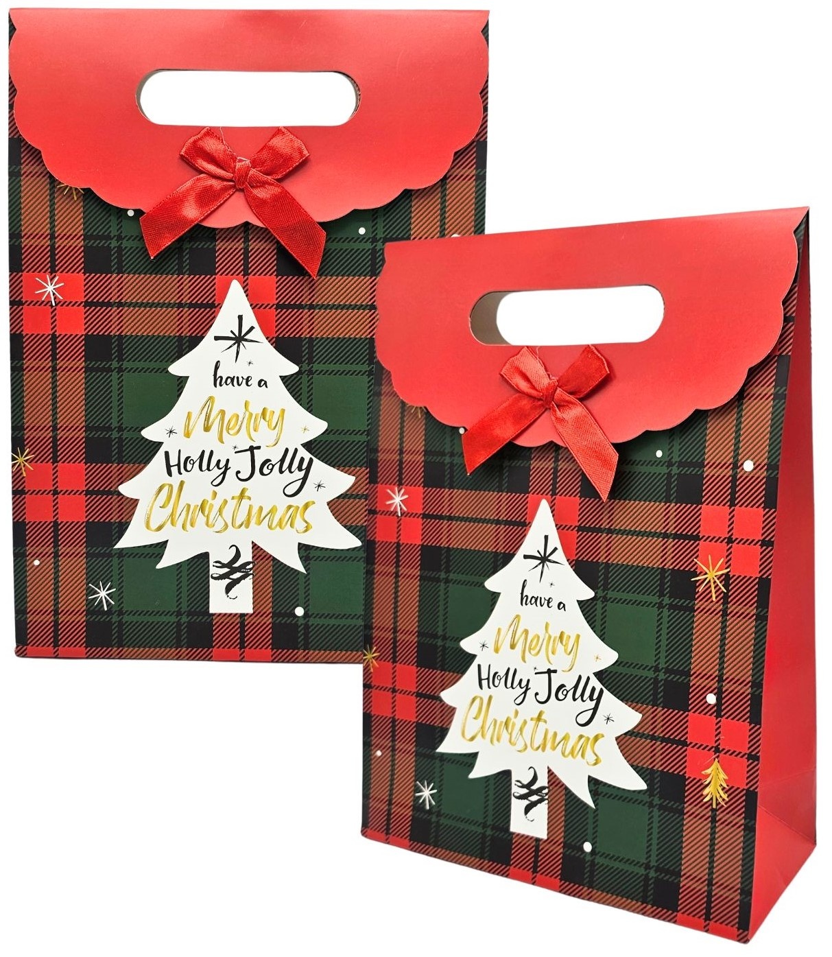 Cardboard gift bag - Christmas - Red with Christmas tree - Typical ...