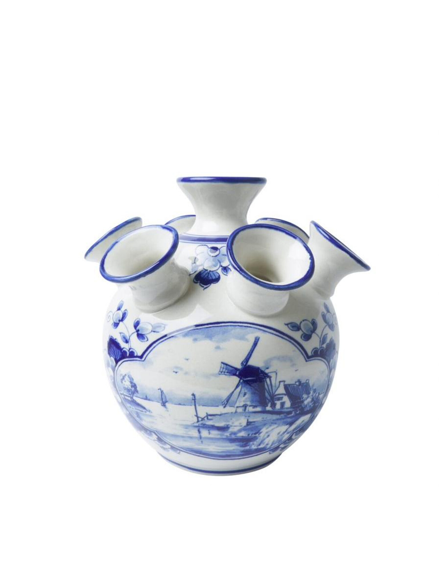 Typical Dutch - Delft Blue - Tulip vase with windmill decoration ...