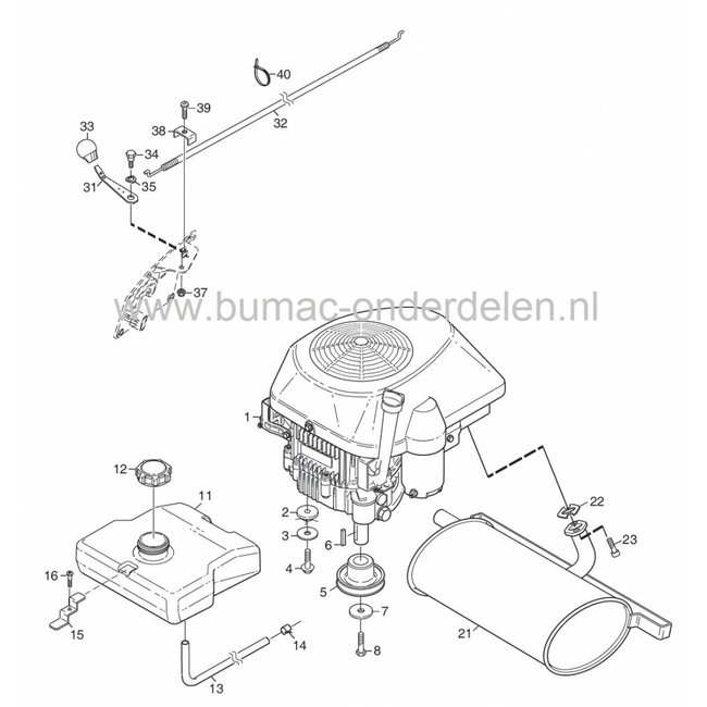 Gaskabel voor Stiga Primo, Castelgarden, Mountfield, Zitmaaiers, Front ...