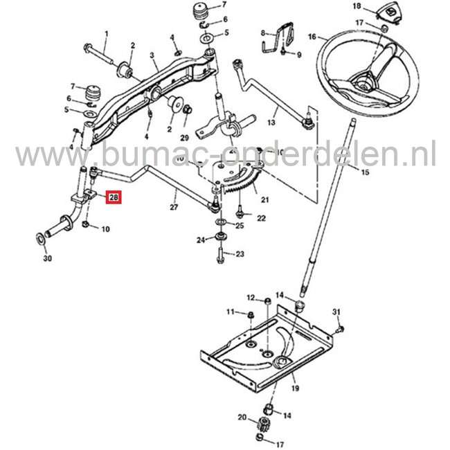 Fusee Links voor John Deere en Sabo Zitmaaiers, Linker Wielas JOHN ...