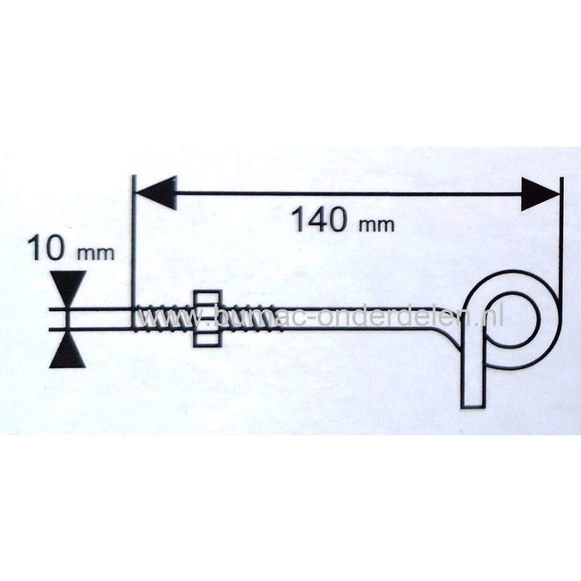 Plafondhaak M10 lengte 140mm, Verzinkt, Metrisch Schroefdraad met Moer ...