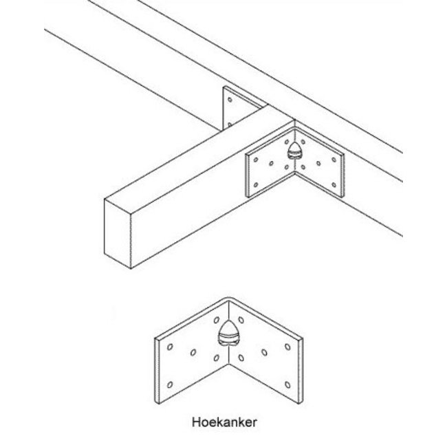Hoekanker 40x40x20x2 mm, Een hoekanker is een stalen Verbindingsmiddel ...