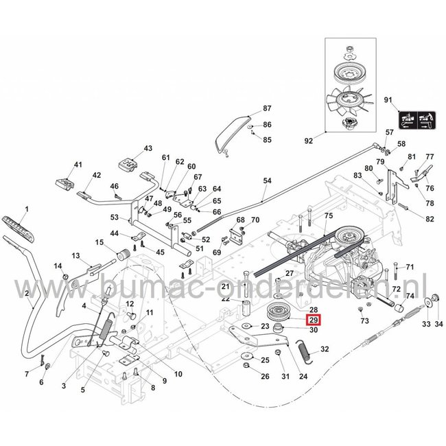 Spanpoelie CASTELGARDEN XE866 - XE966 - MJ66 - MJ66E - NR66 Zitmaaiers ...