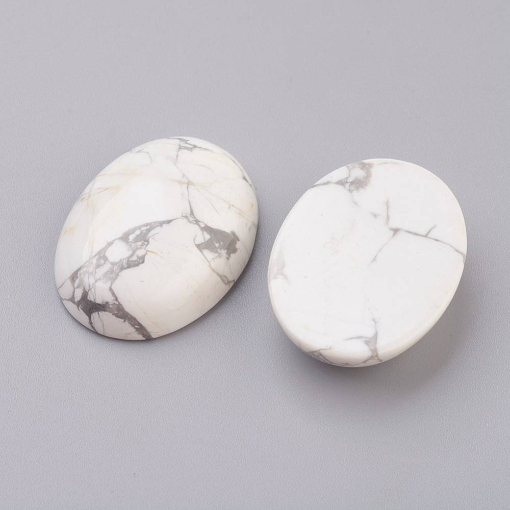 Natural Howlite Gemstone Cabochon 18x13x5mm - Beads & Basics