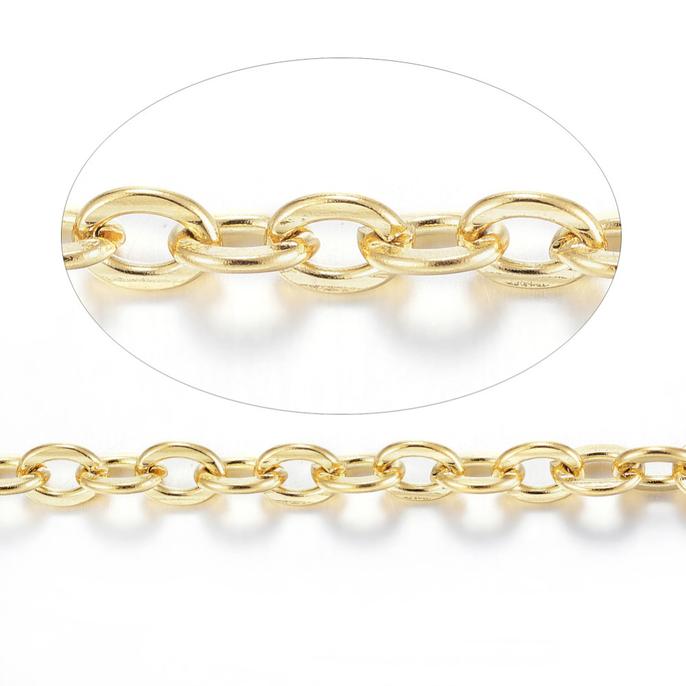 Stainless Steel 4x3mm Ketting Goud - Beads & Basics