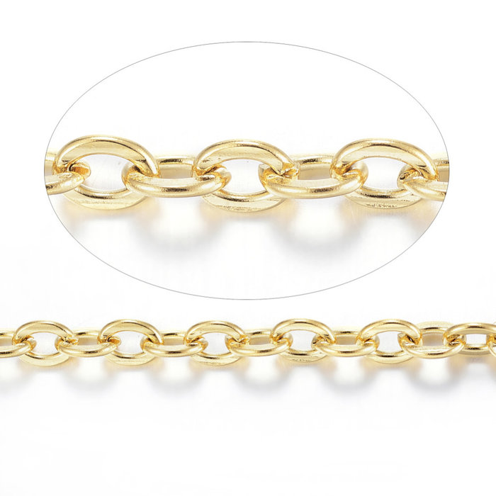 Stainless Steel 4x3mm Ketting Goud - Beads & Basics