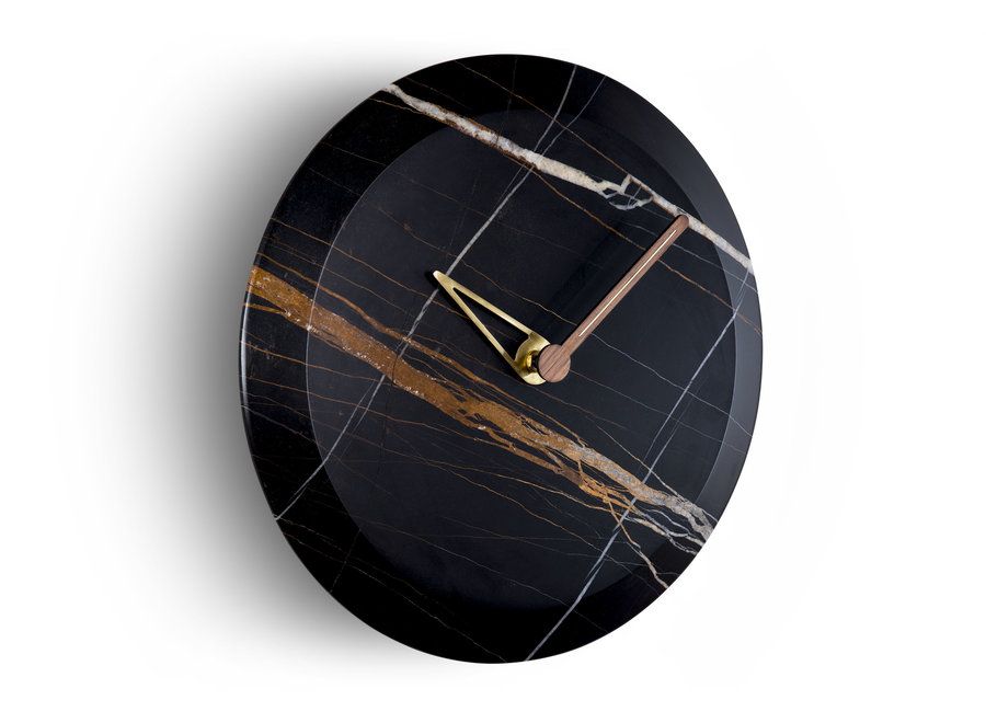 Wall clock 'Bari' brown marble - Wilhelmina Designs