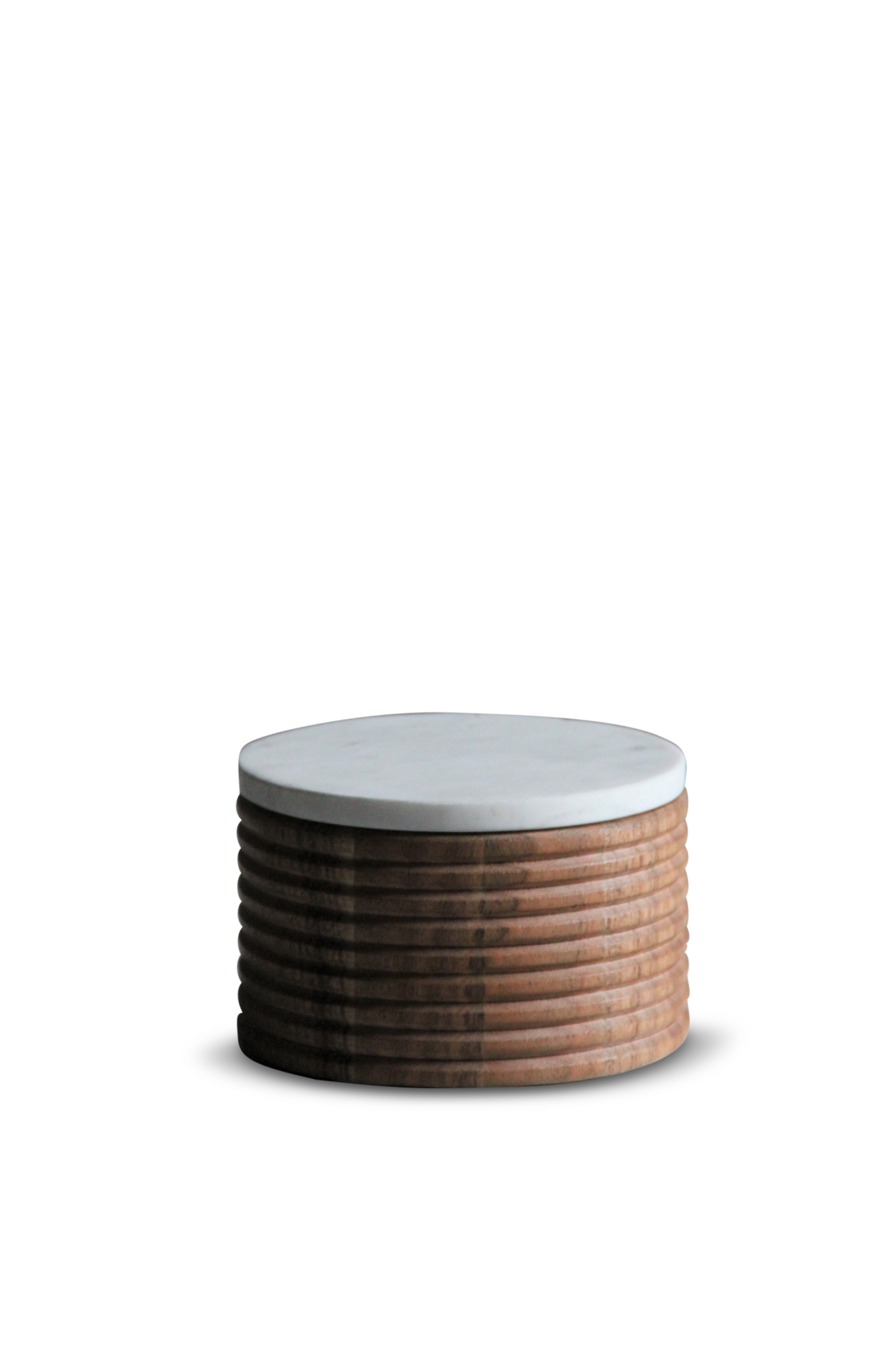 Wooden pot with marble lid - Wilhelmina Designs