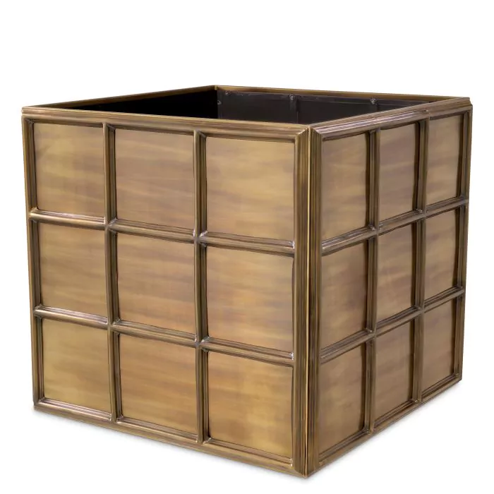 EICHHOLTZ Planter 'Grid' - L - Brass - Wilhelmina Designs