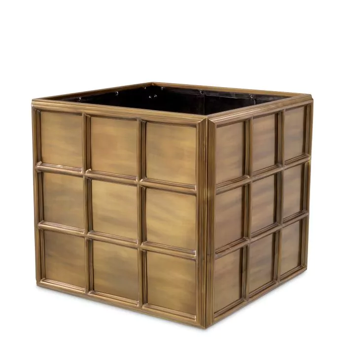 EICHHOLTZ Planter 'Grid' - M - Brass - Wilhelmina Designs