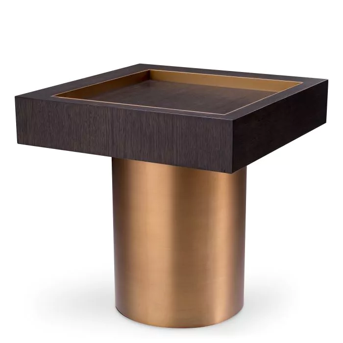 EICHHOLTZ Side Table 'Otus'- Mocha - Square - Wilhelmina Designs