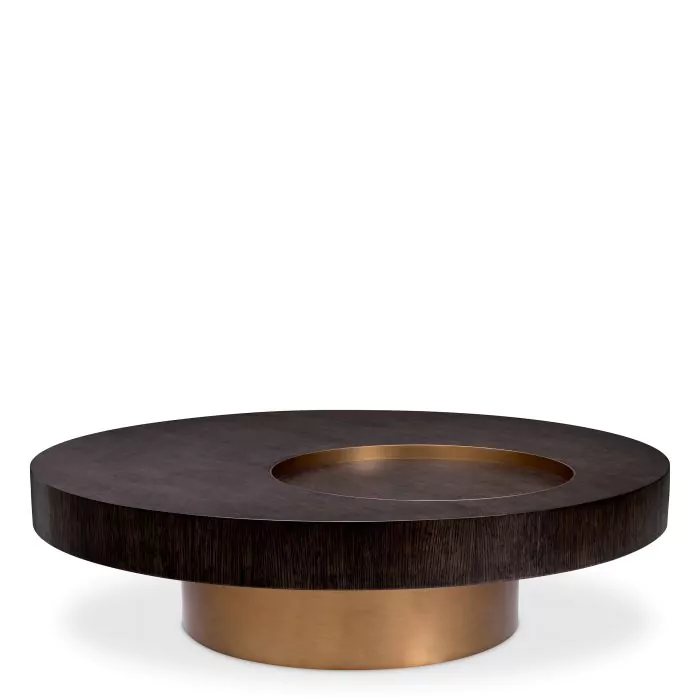 EICHHOLTZ Coffee Table 'Otus'- Mocha - Round - Wilhelmina Designs
