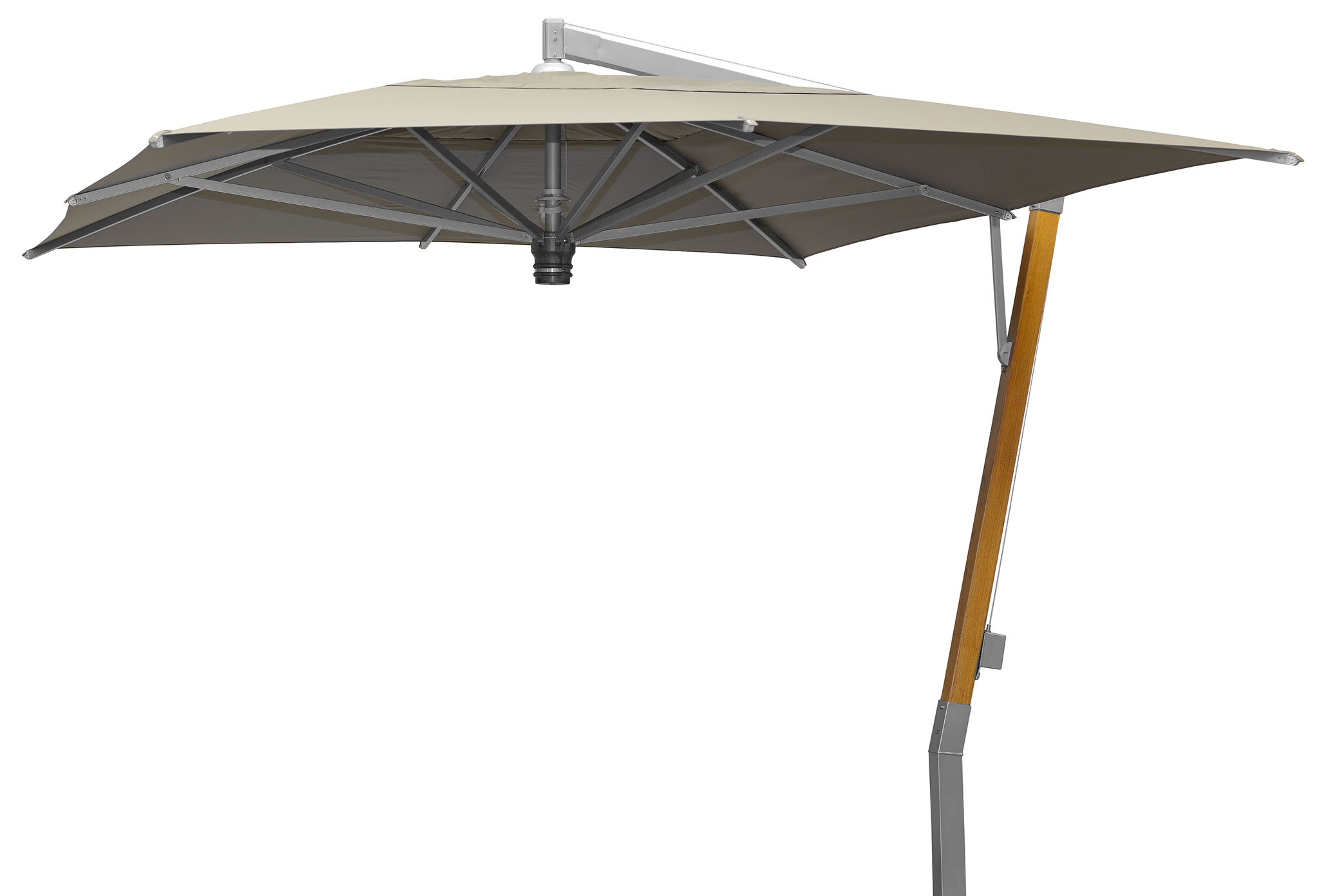 Parasol 'Capri' 300x400 - Teak Silver/Taupe - Wilhelmina Designs