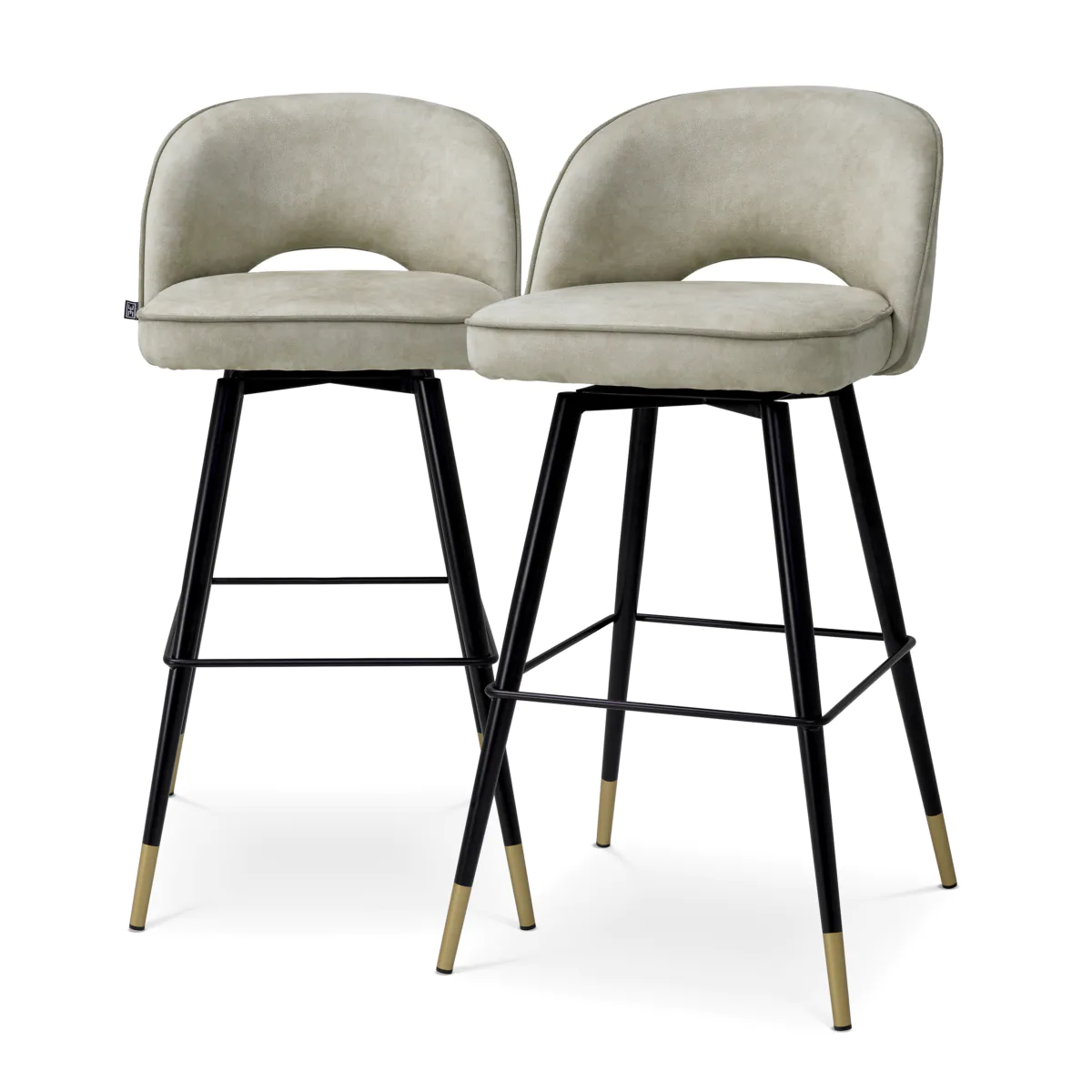 EICHHOLTZ Bar stool 'Cliff' set of 2 - Mayer zilver - Wilhelmina Designs