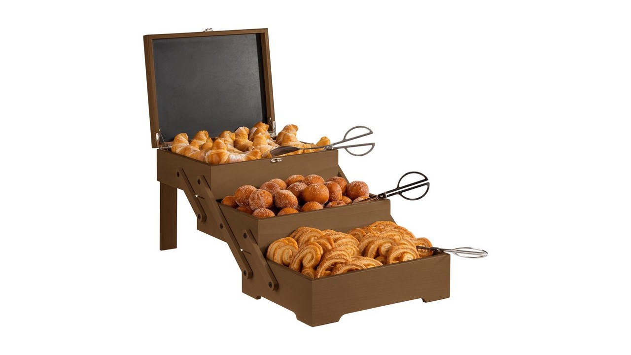Buffet box met 3 compartimenten inklapbaar gemaakt van donker olied eik ...
