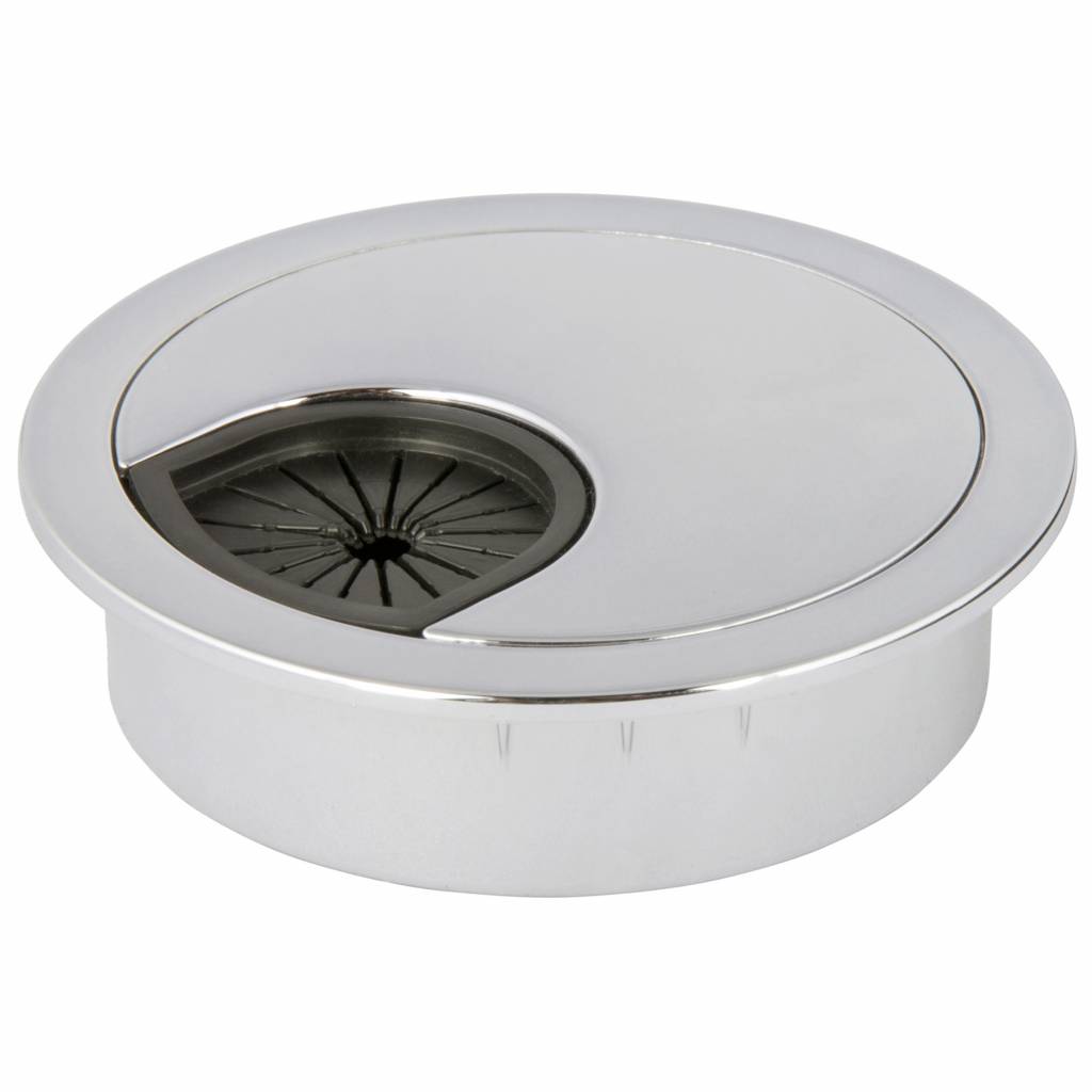Kabeldoorvoer rond 3-delig kunststof met rubber doorvoer chroom ...