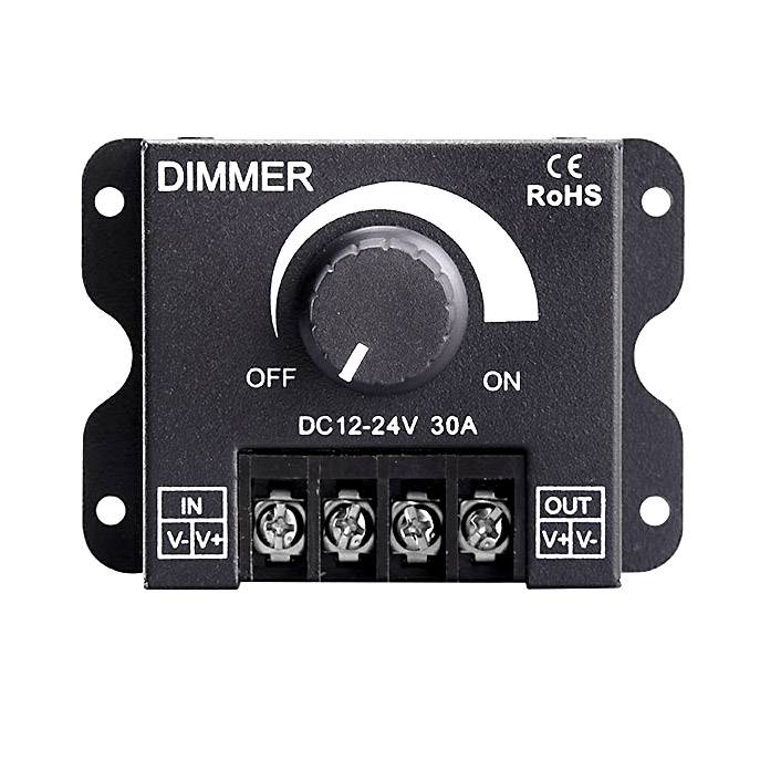 30 Ampère Hoog vermogen 12-24V digitale LED dimmer met draaiknop ... 30 Ampère Hoog vermogen 12-24V digitale LED dimmer met draaiknop ...