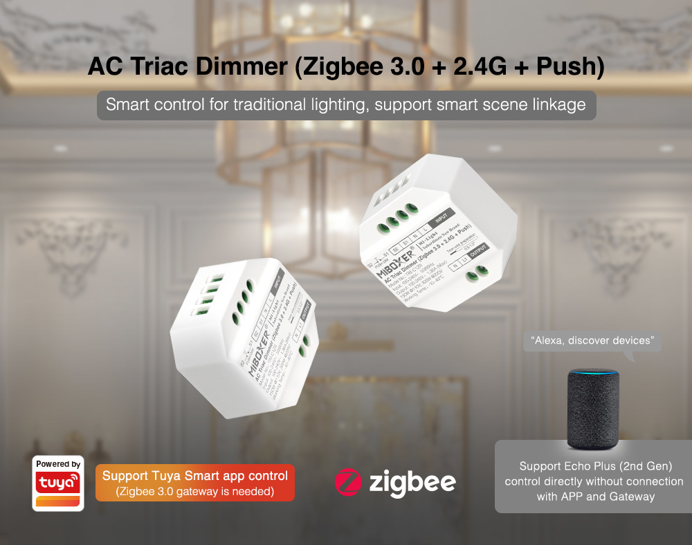 Miboxer 220Volt Zigbee Triac Dimmer Met Drukknop Optie | AppLamp.nl