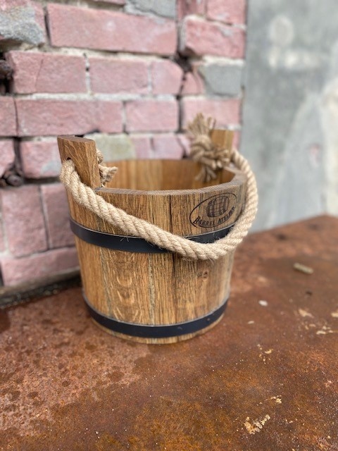 Eiken houten emmer met touw, 'Dark oil' - Barrel Atelier