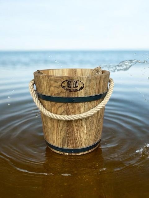 Eiken houten emmer met touw, 'Dark oil' - Barrel Atelier